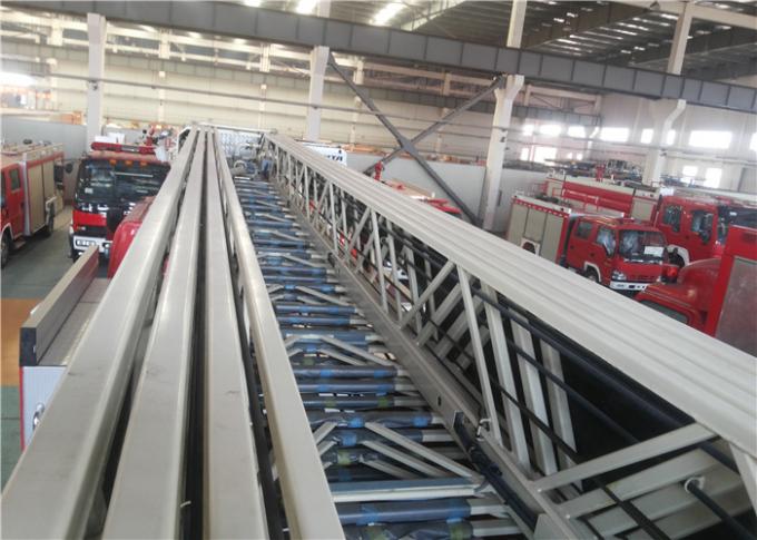 Single Cab Tiller Ladder Fire Truck , V Type Engine Mid Mount Aerial ...